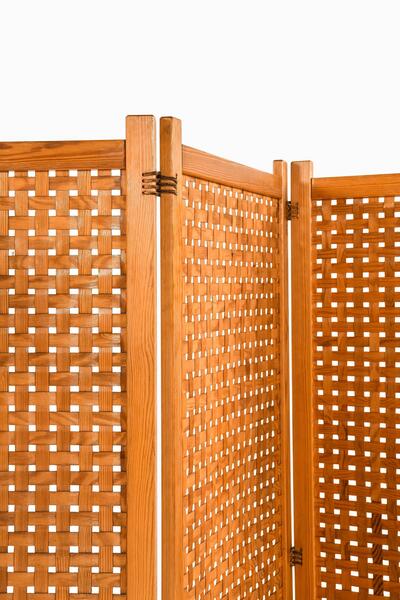 Very Rare Folding Screen / Room Divider In Pine With Suede Strings ...