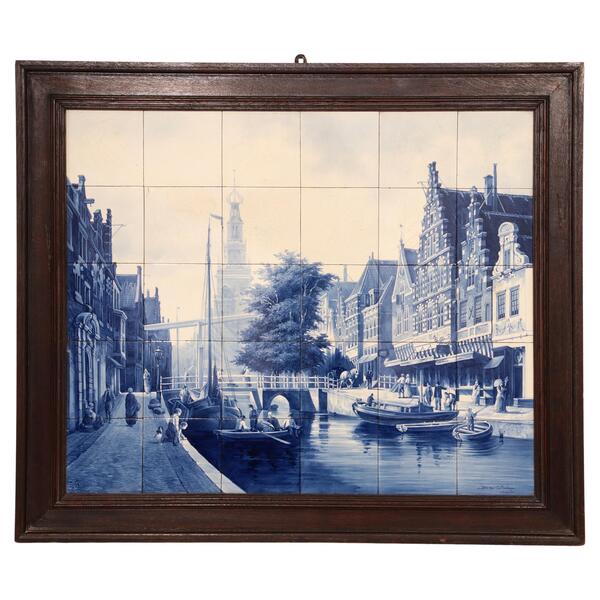 Dutch Delft Por Fles Large Tile Tablaeu De Waag By Cornelis Springer ...