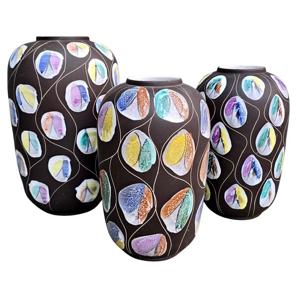 Mid Century West German Ceramic Vases, Set Of Three | Vinterior