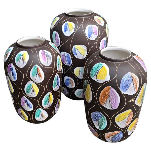 Mid Century West German Ceramic Vases, Set Of Three | Vinterior