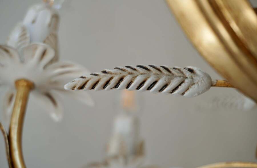 Gilt Italian Floral Sheaf Of Wheat Five Light Chandeliers Coco Chanel ...