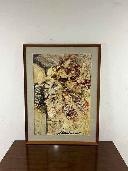 70’s Vintage Design Oil On Canvas Abstract Painting | Vinterior