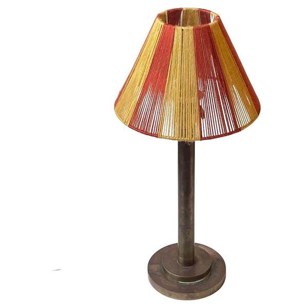 Swedish Art Deco Table Lamp With Wool String Shade, 1940s | Vinterior