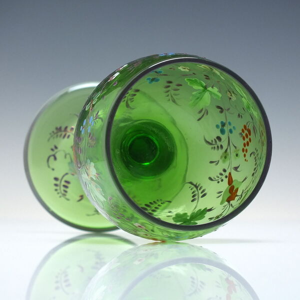 Pair Antique Moser Polychromatic Enamelled Wine Glasses C1880 | Vinterior