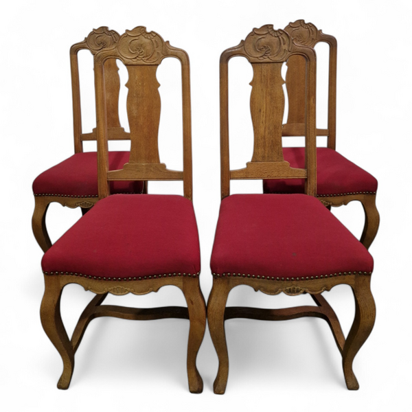 4 Oak Dining Chairs French Traditional Carved High Back Kitchen Chairs ...