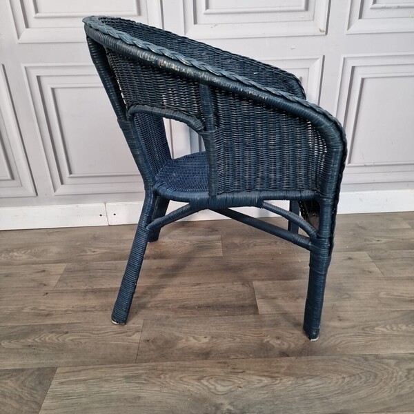 Vintage Rattan Loom Chair Tub Armchair – Retro Lloyd Loom Style Mid ...