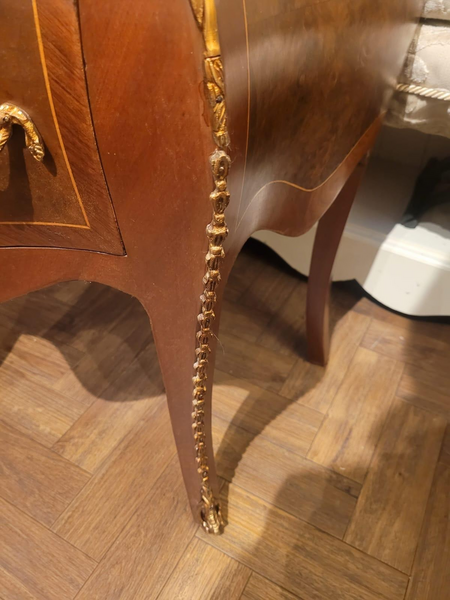 Louis XV Vintage French Style Baroque Bombe Bedside Drawers With Marble ...