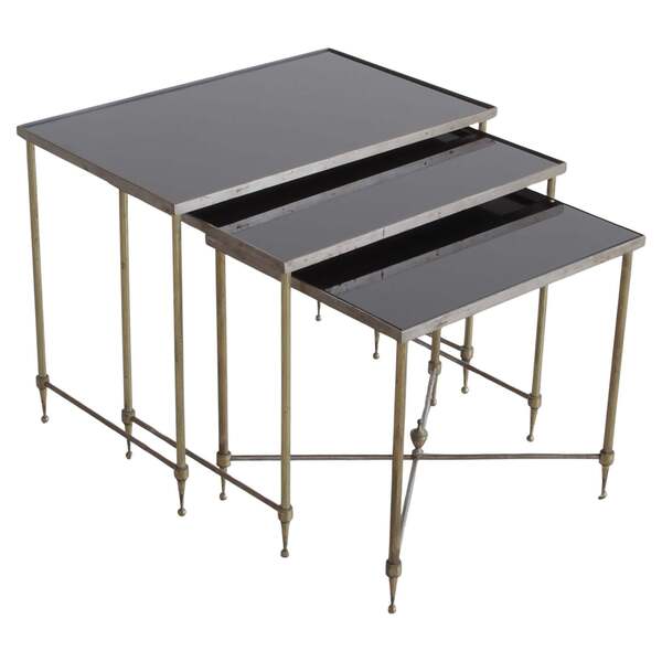 Set Of 3 Metal Side Tables, France 1960s | Vinterior