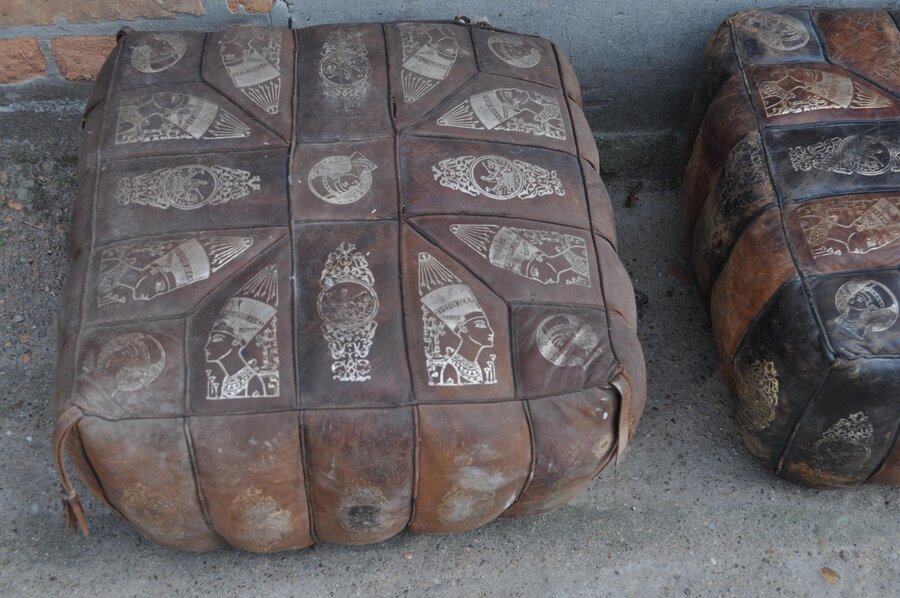 Set Of Vintage Egyptian Ottomans, 1970s | Vinterior
