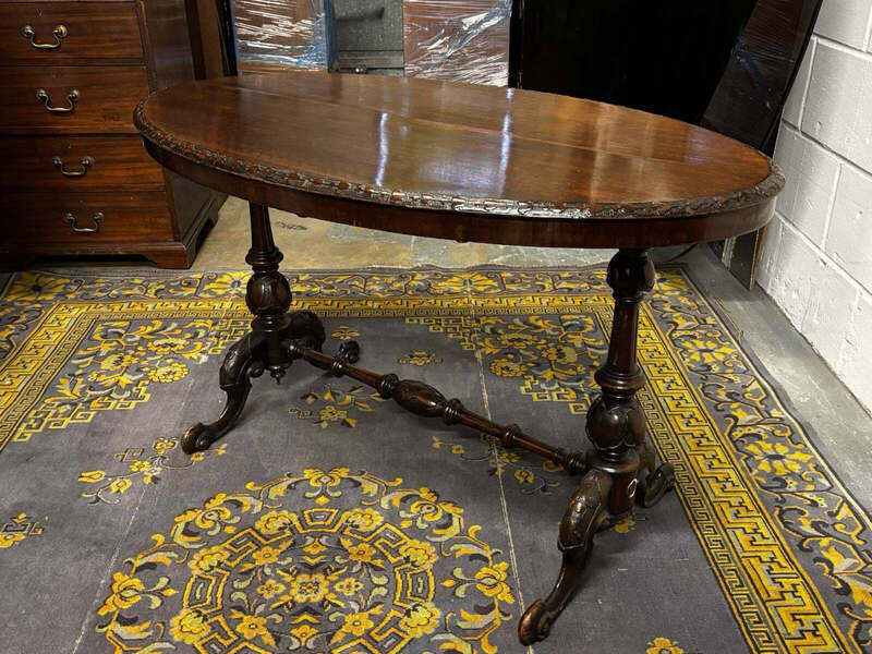 Victorian Side Table / Hall Table, On Cabriole Feet | Vinterior