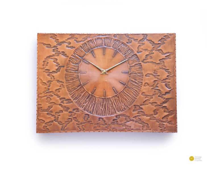 Mid Century Relief Copper Clock Brutalistic Wall Junghans Modernism ...