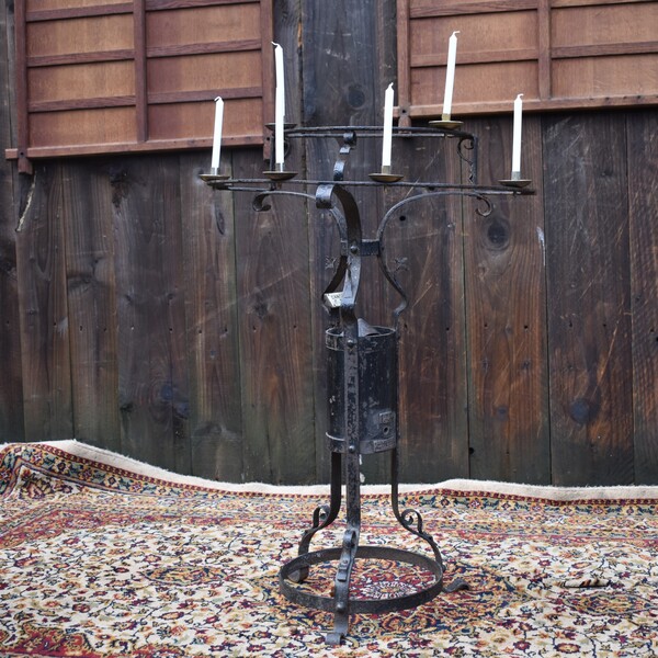 Antique Rare Hayes & Finch Wrought Iron Church Chapel Candlestick ...