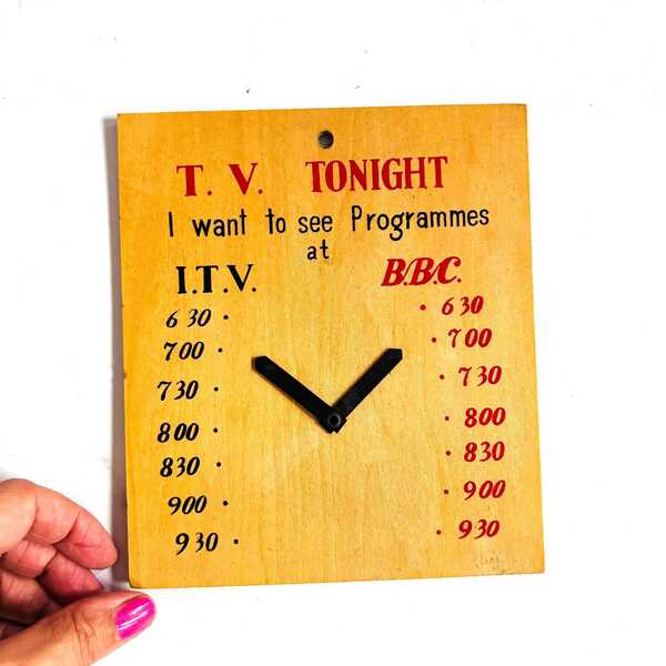Vintage Bbc Tv Scheduling Clock: Mid Century Japanese Wooden Design ...