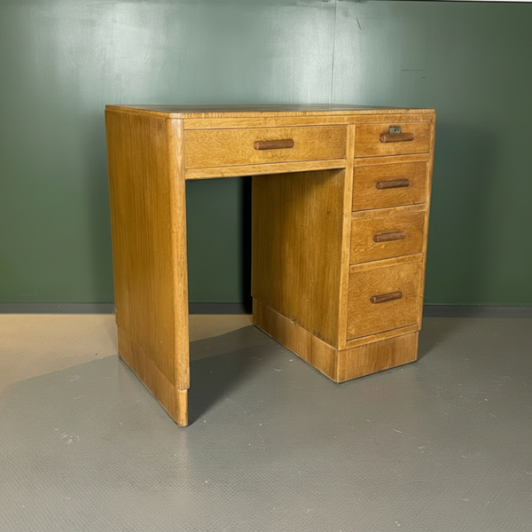 Art Deco Single Pedestal Wooden Desk | Vinterior