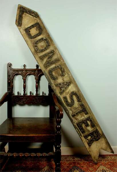 Large Wood Doncaster Direction Sign. Antique Rustic Glass Reflectors ...