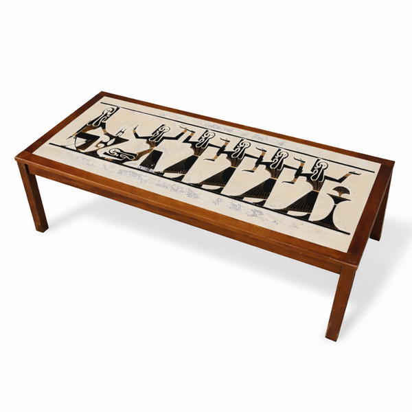 Mid Century Egyptian Style Teak And Tile Coffee Table | Vinterior