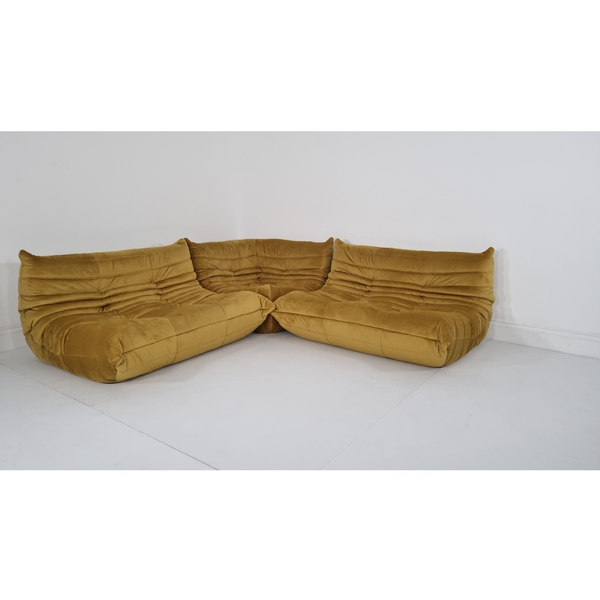 Ligne Roset Togo 2 X 2 Seater And Corner In Bronze Gold Velvet | Michel ...