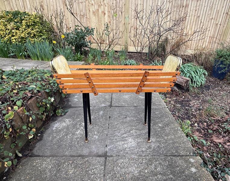 Mid Century / Retro Wooden Plant Stand On Tapered Black Painted Legs ...