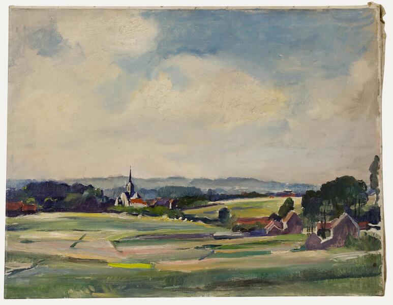 Luc De Decker (1907 1982) Mid 20th Century Oil, Church In Summer Fields ...