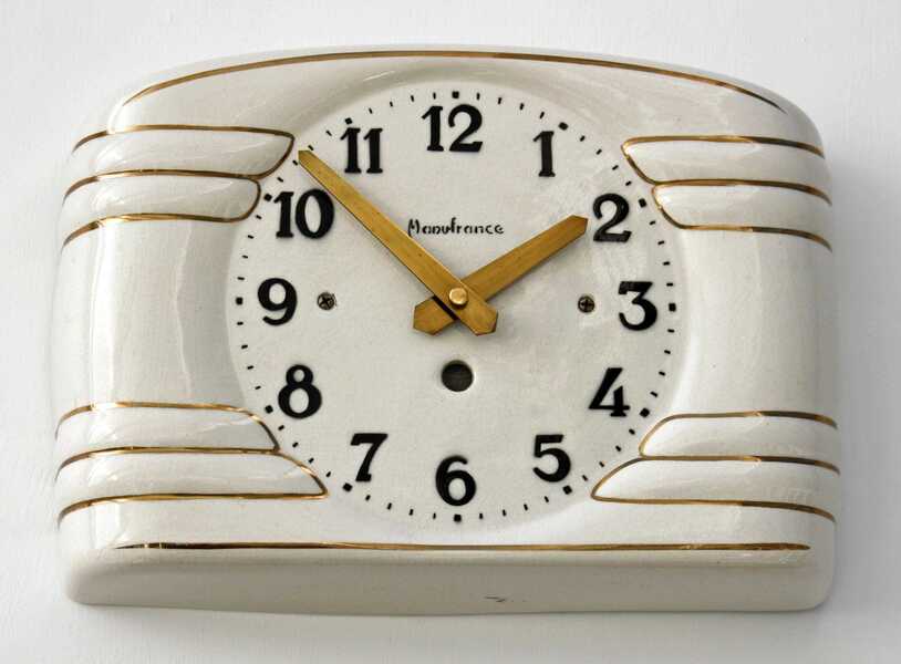 Vintage Manufrance Wall Clock 31cm Ceramic Retro Mid Century Style ...