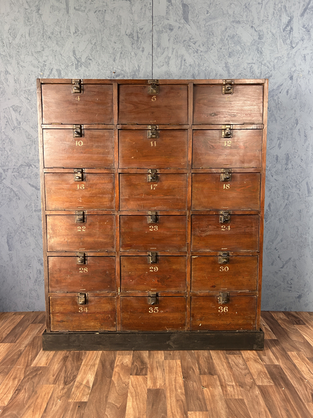 Early 20th Century Coal Mine Pigeon Hole Bank Of Drawers Apothecary ...