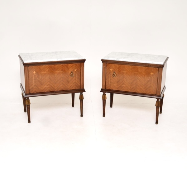 Pair Of Vintage Italian Marble Top Bedside Cabinets | Vinterior