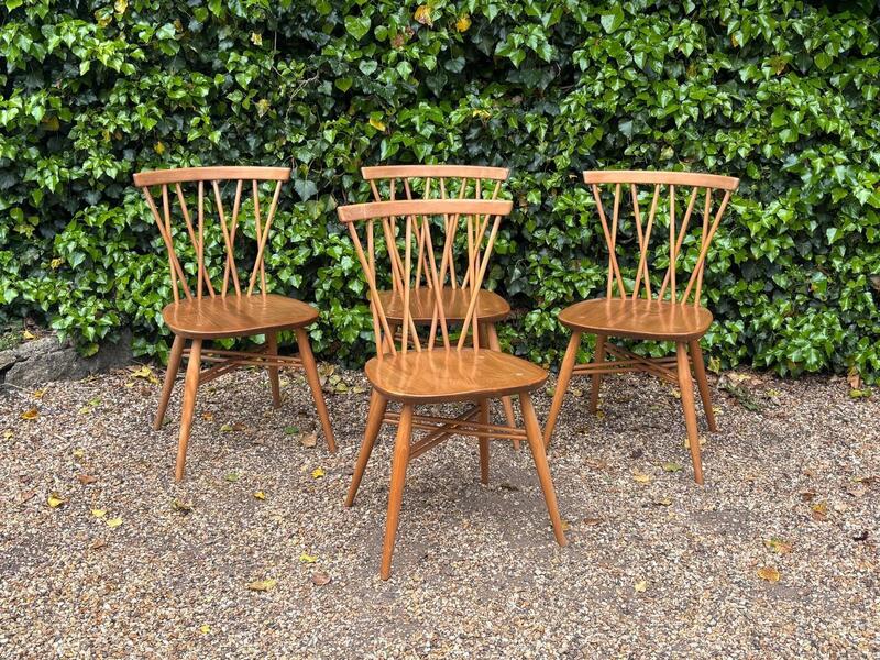 Set Of Four Ercol 376 Candlestick Dining Chairs C.1960s | Ercol | Vinterior