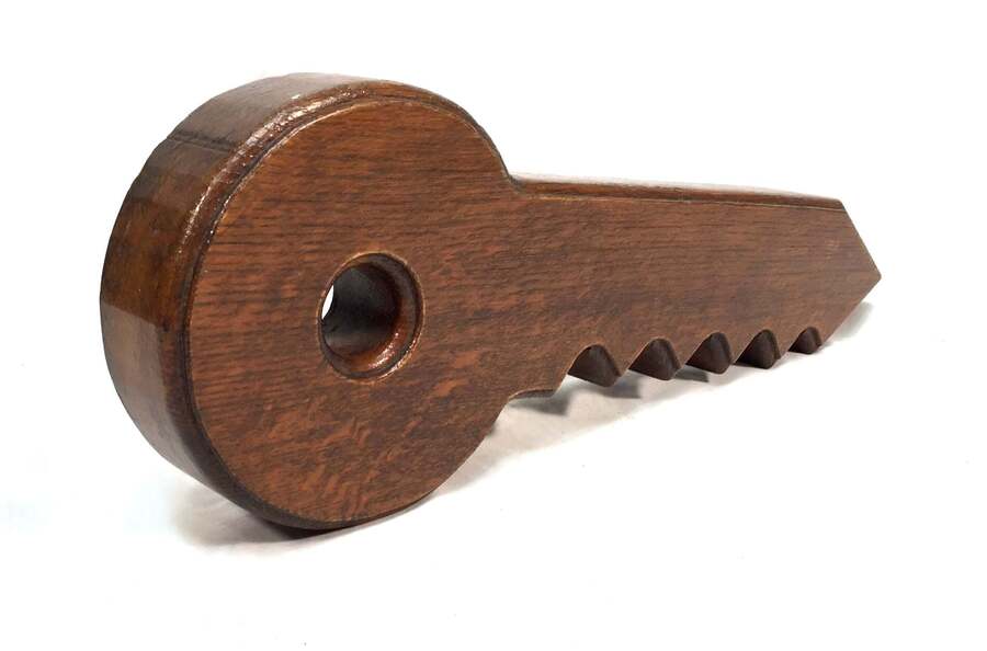 Antique Hand Carved Wooden Oak Key Sign Vintage Home Decor / Mid 20th ...