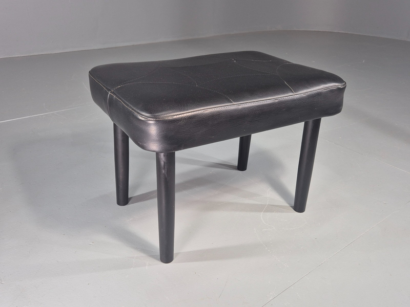Vintage Mid Century Danish Black Vinyl Footstool Retro 1960s Eb12056 ...