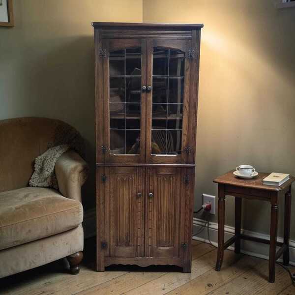 Vintage Oak Corner Display Cabinet / James Lupton & Sons Ltd / C1970 ...