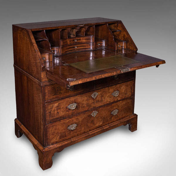 Antique Fall Front Bureau, English, Walnut, Writing Cabinet, Georgian ...