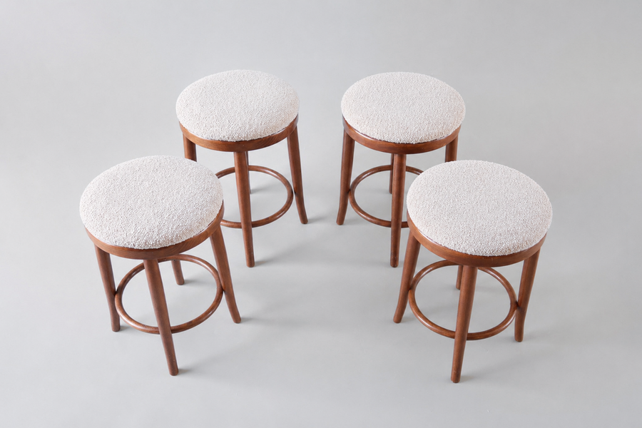 Set Of 4 Vintage Thonet Style Stools | Thonet | Vinterior