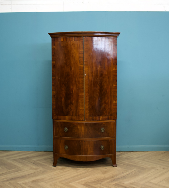 Antique 19th Century Bow Fronted Mahogany Wardrobe, 1900s #1785 | Vinterior