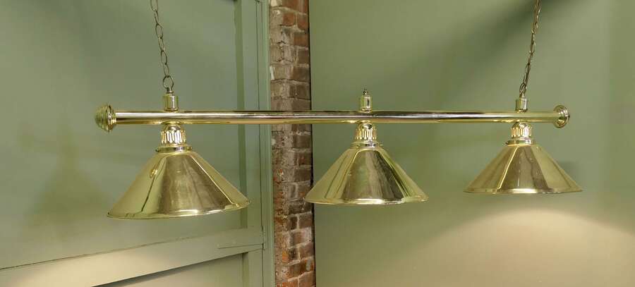 Superb Large Brass Triple Dining Table Light, Snooker Style This Is A ...