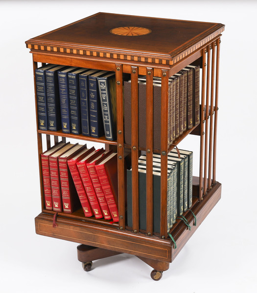 Edwardian Flame Mahogany & Inlaid Revolving Bookcase Circa 1900 | Vinterior