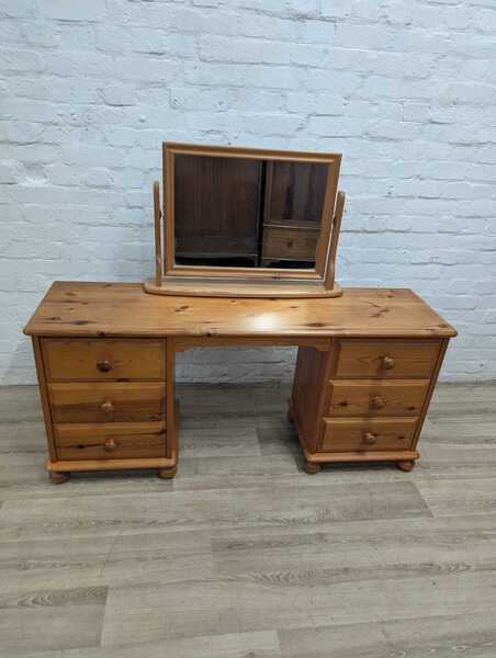 Contemporary Pine Twin Pedestal Dressing Table | Vinterior