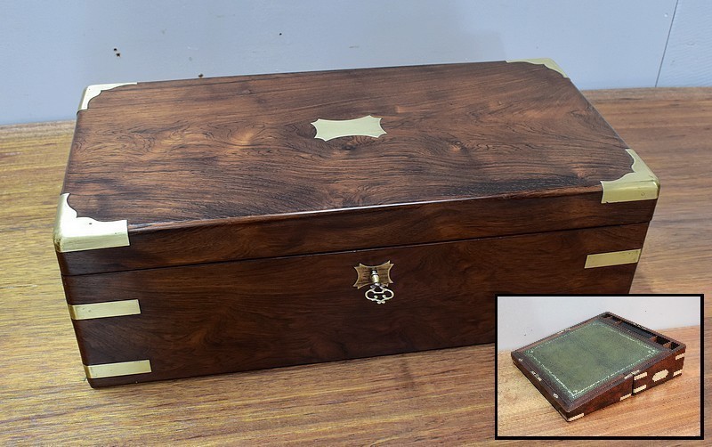 Large Rosewood Travel Writing Case Late 19th Century | Vinterior