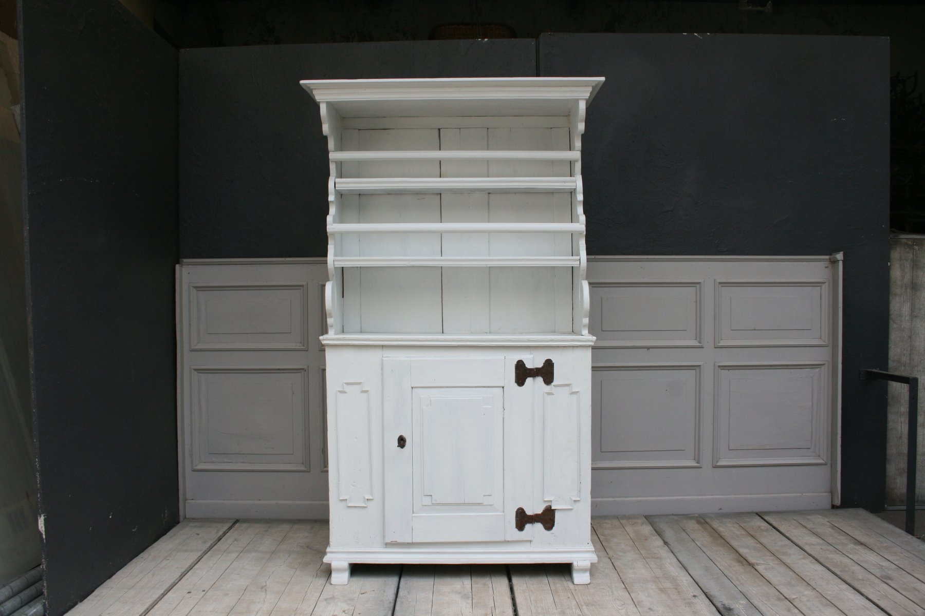 Antique Cupboard In White Softwood | Vinterior