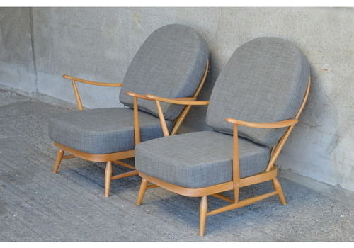 Ercol: Vintage Windsor 203 Armchair & Matching Footstool In Soft Green ...