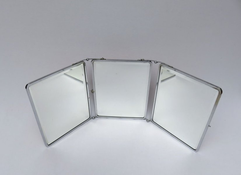 1920s Vintage Art Deco Chrome Folding Triptych Mirror | Vinterior