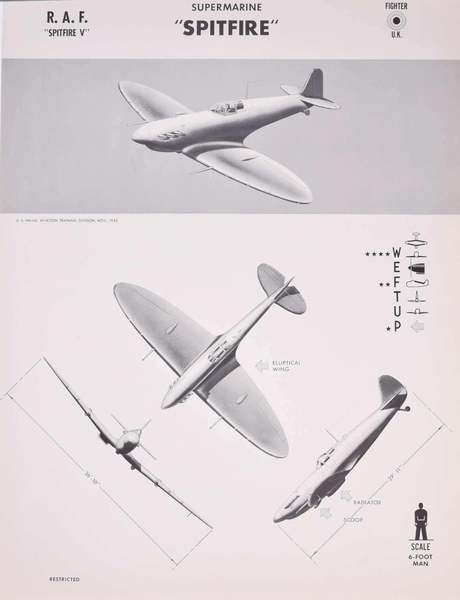 Royal Air Force Spitfire Fighter Aeroplane Identification Poster Ww2 ...
