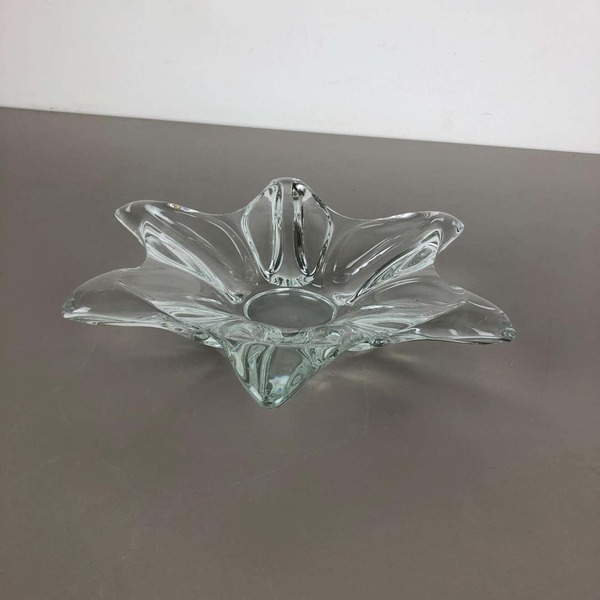 Large French Floral Crystal Glass Shell Bowl By Art Vannes, France ...