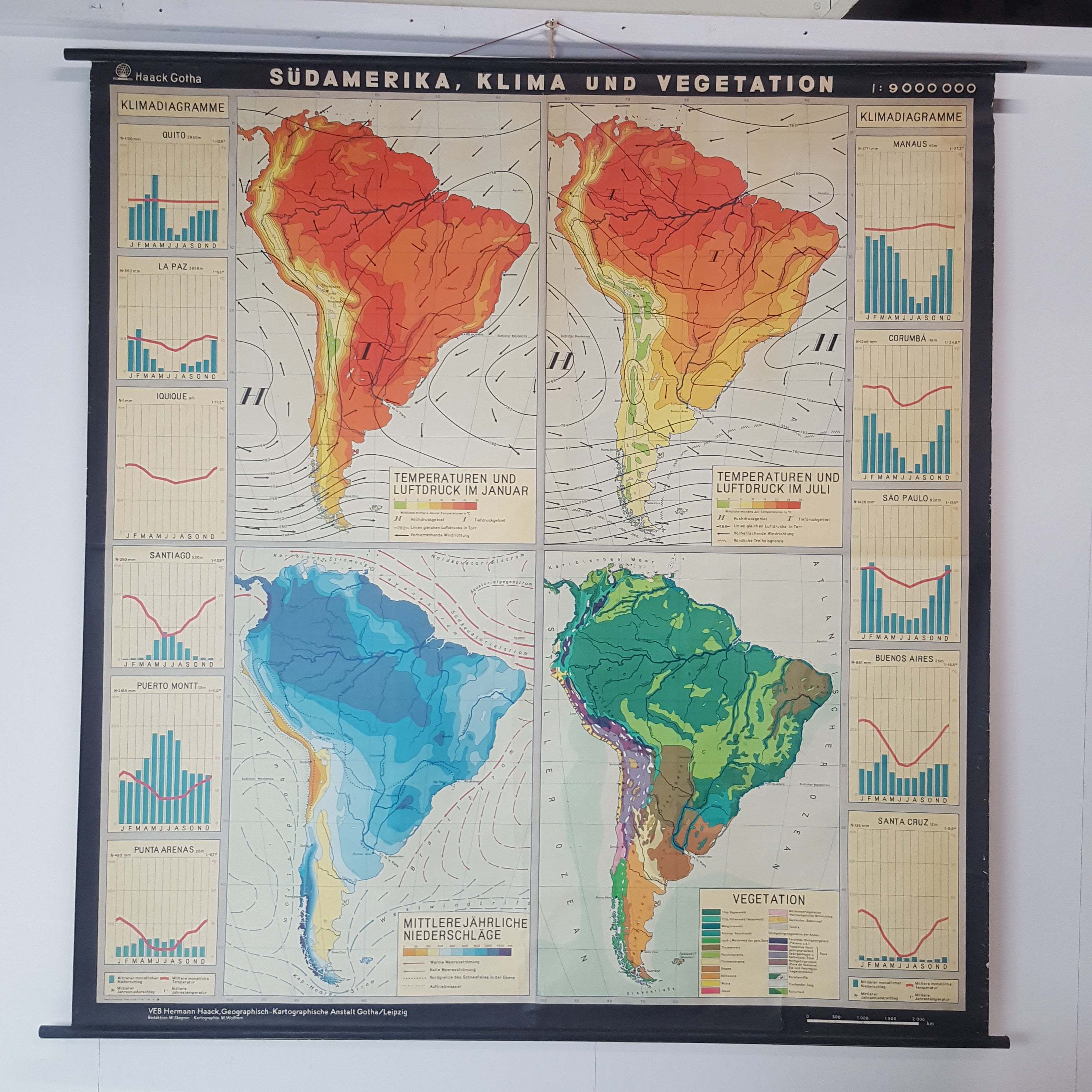 Vintage South America Climate Change Wall Chart | Vinterior