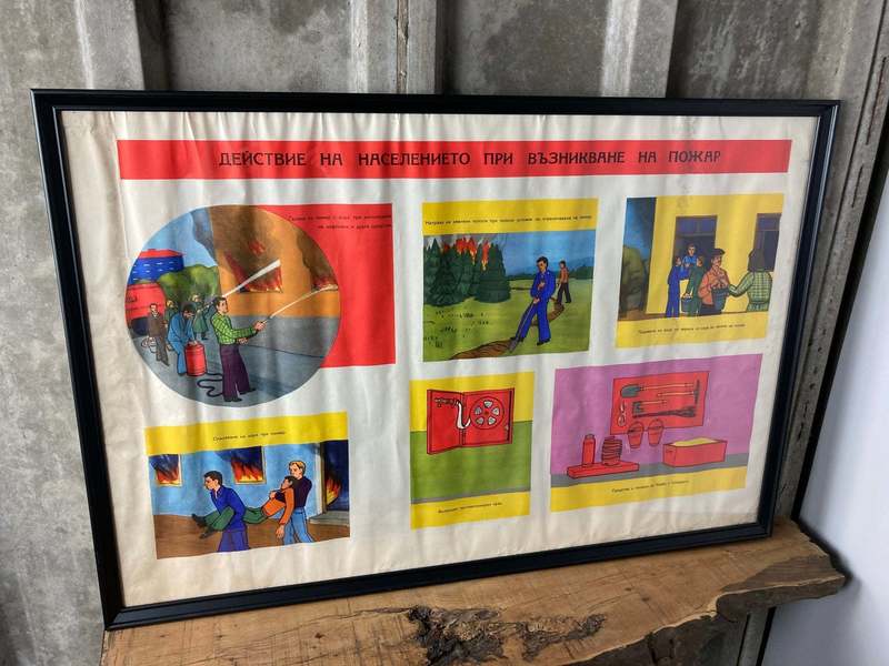 Vintage Original Communism Firefighter Poster Picture Eastern European ...