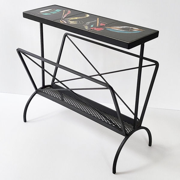 Magazine Rack Vintage Side Table 1950 Ceramic & Steel 50s 1950s Music ...