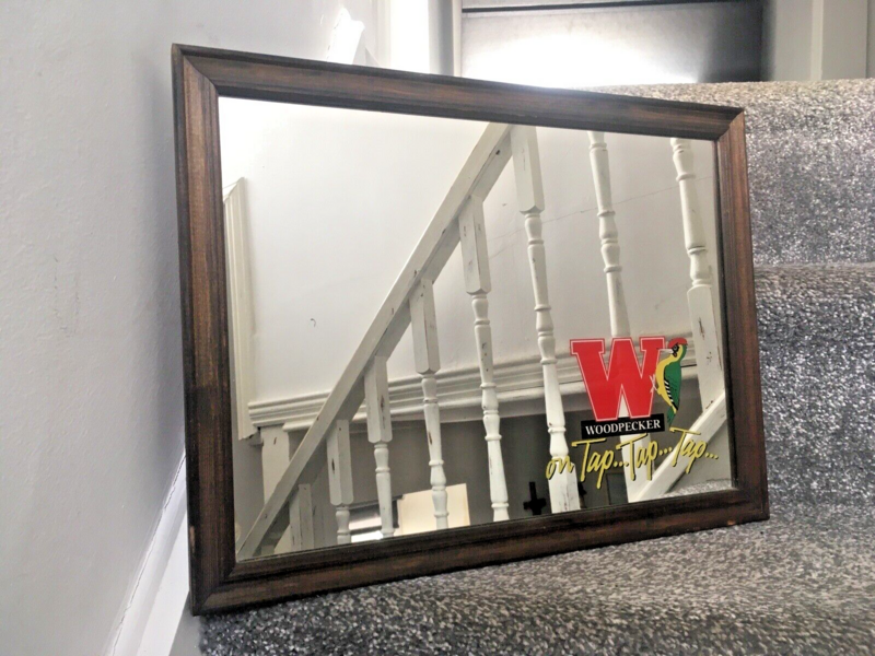 Vintage 60's Woodpecker On Tap Cider Advertising Picture Mirror Bar Pub ...