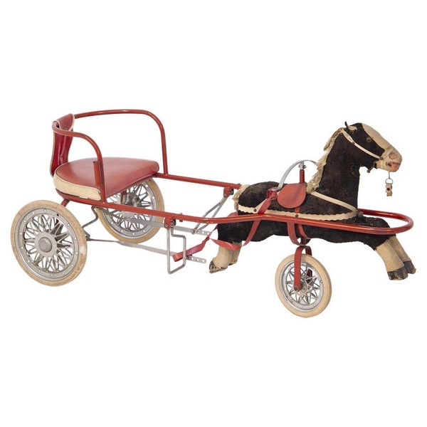 Italian Vintage Toy For Girl Carriage With Horse | Vinterior