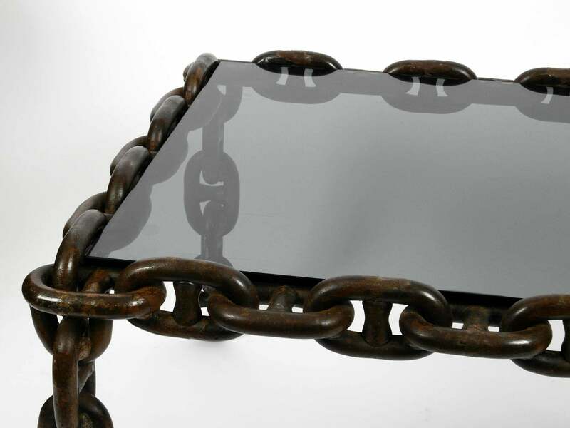 1970s Xl Coffee Table Made Of Nautical Iron Chain And A Thick Smoked ...