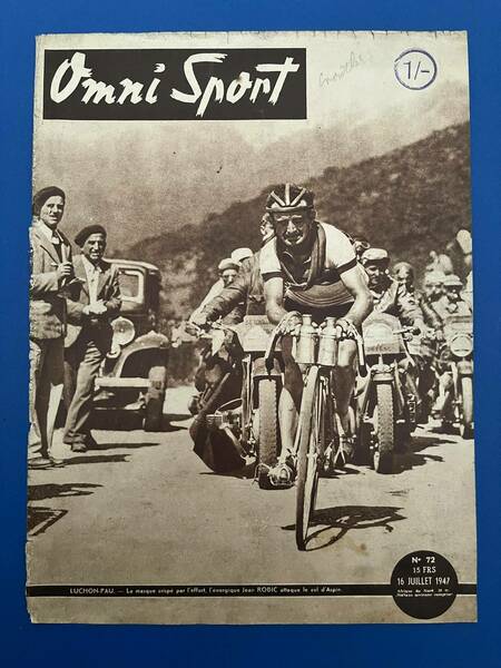 Original Tour De France Jean Robic Vintage Cycling Print 1947 | Vinterior