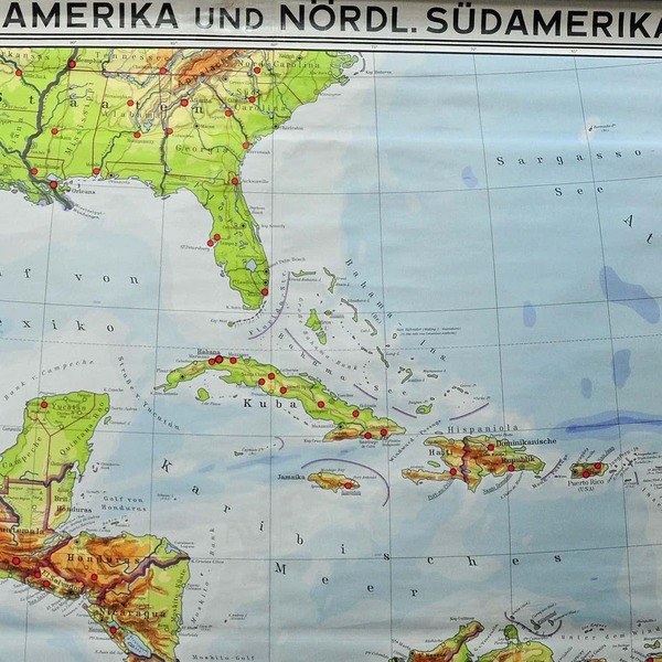 Large Rollable Map Central America Northern South America Wall Chart ...